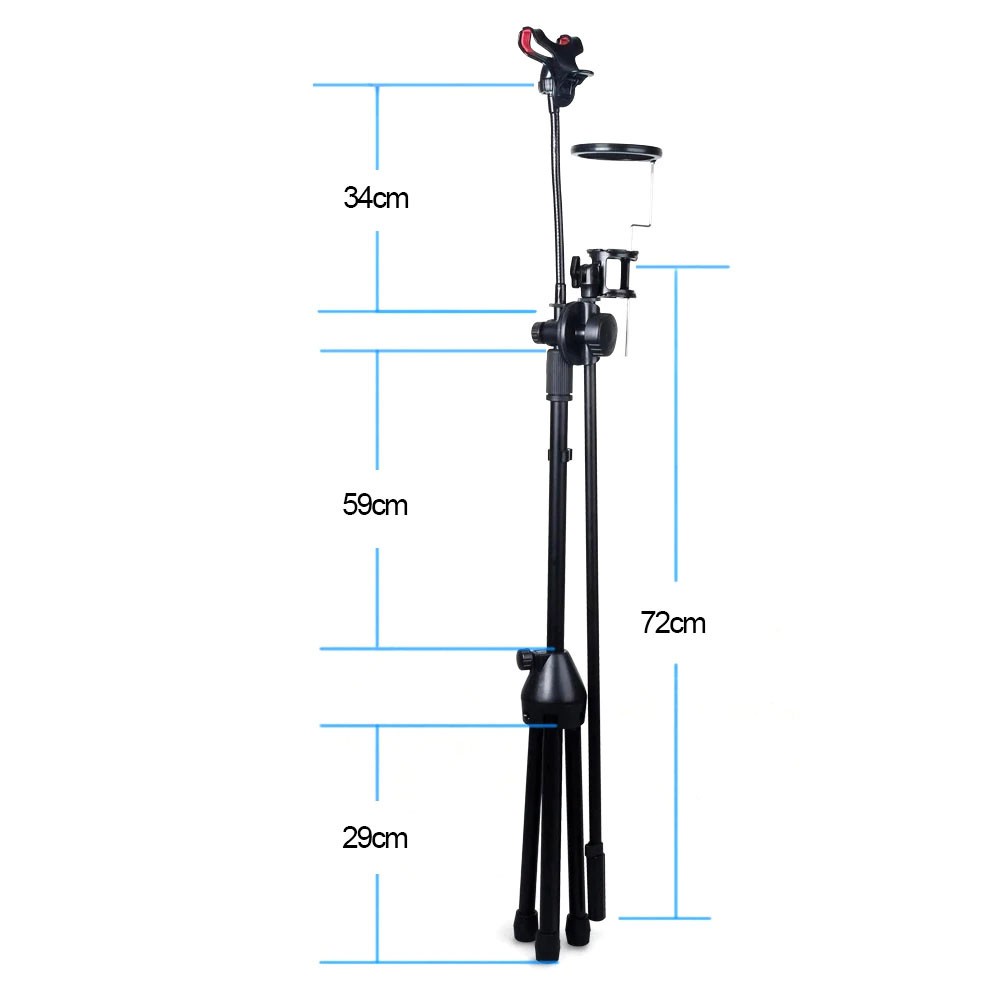 Jual Stand Mic Microphone Degree Berdiri Plus Holder Hp 360 Recording ...