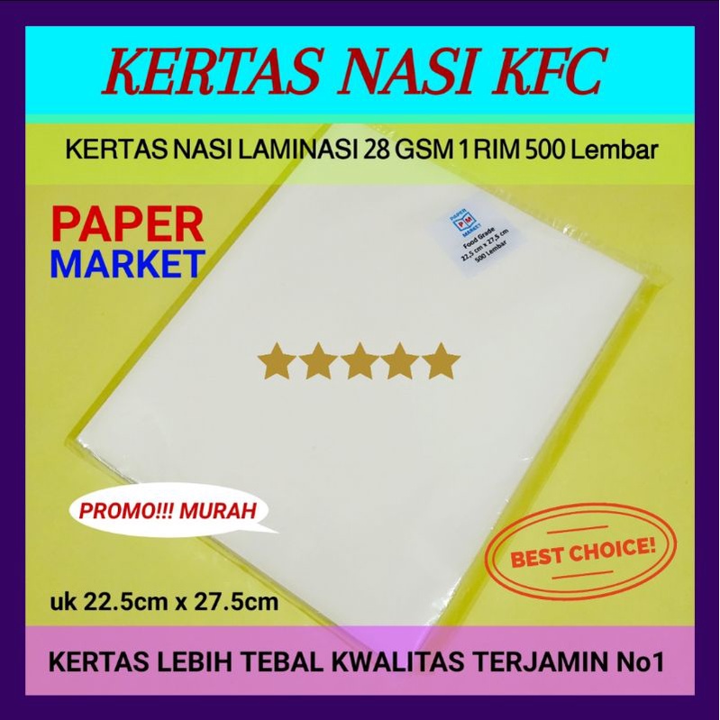 Jual Kertas Nasi KFC Laminasi / McDonald FOOD GRADE - 1 rim | Shopee ...