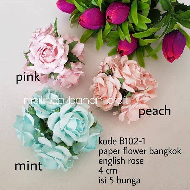Jual Kode B102-1 bunga kertas bangkok english rose 4 cm. Per ikat isi 5 ...