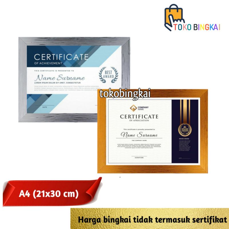 Jual Bingkai piagam A4 frame sertifikat A4 pigura A4 21x30 cm | Shopee ...