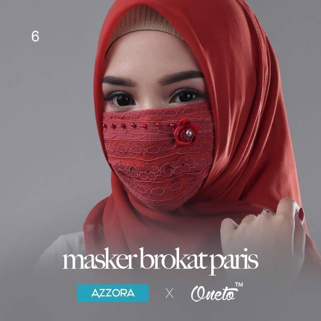 Jual MASKER BROKAT PARIS BY AZZORA X ONETO ORI (READY WARNA TERACOTA ...