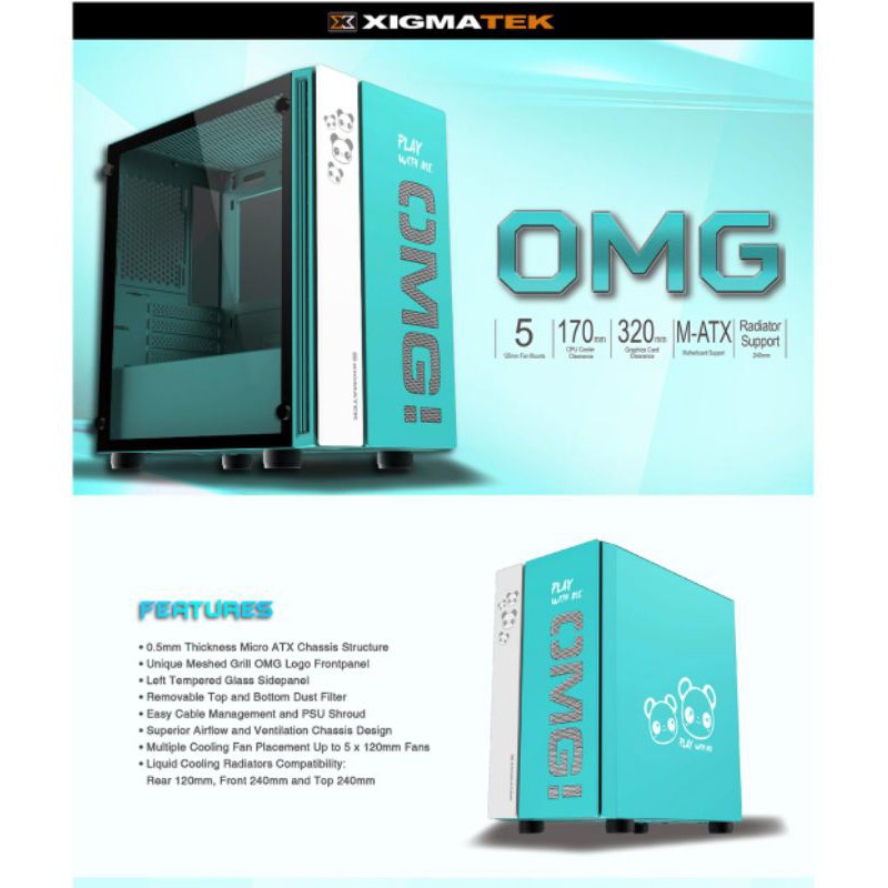 Jual Case PC Gaming Xigmatek OMG Aqua Green Tempered Glass MATX ...