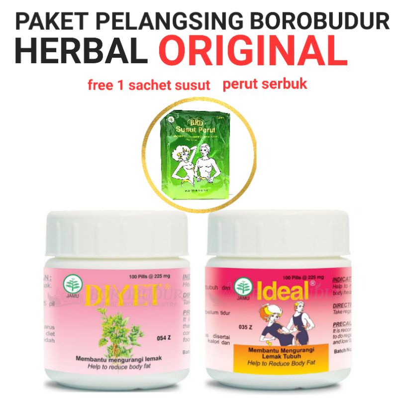 Jual Pelangsing Diyet Pil + Ideal Pil Borobudur Herbal Original ...