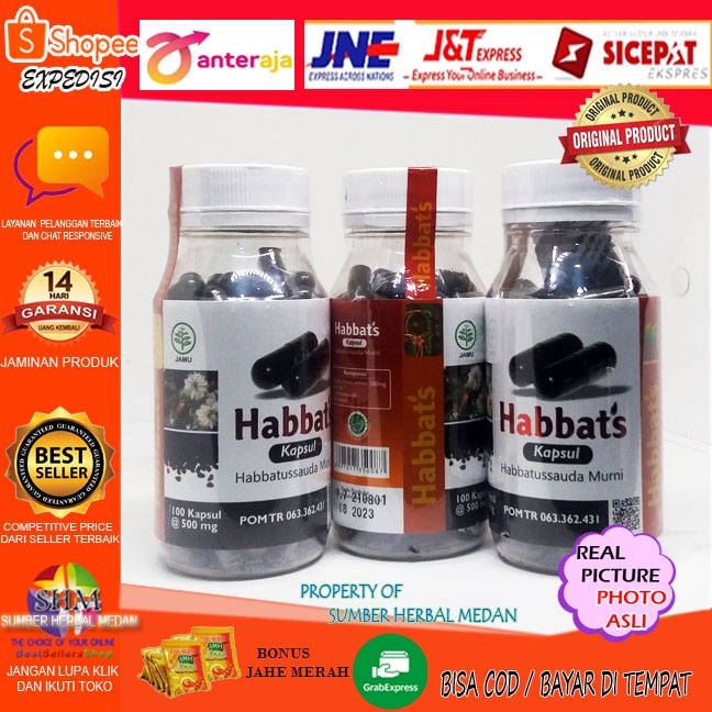 Jual Serbuk Habbatussauda - Habbats Murni 100 kapsul Bonus Jahe Merah ...