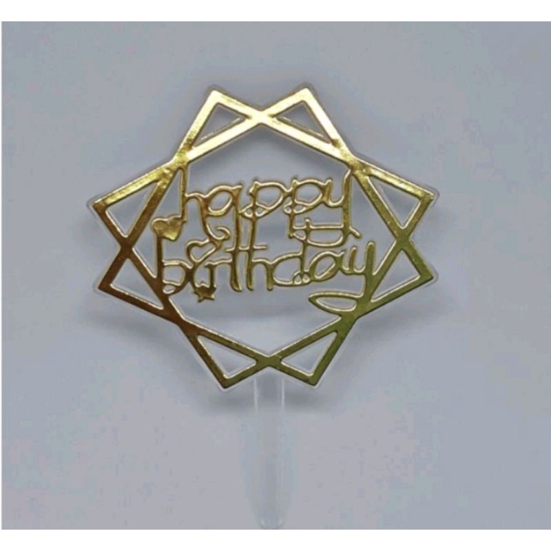 Jual TOPPER MINI CAKE TULISAN HAPPY BIRTHDAY GOLD / HIASAN KUE ULANG ...