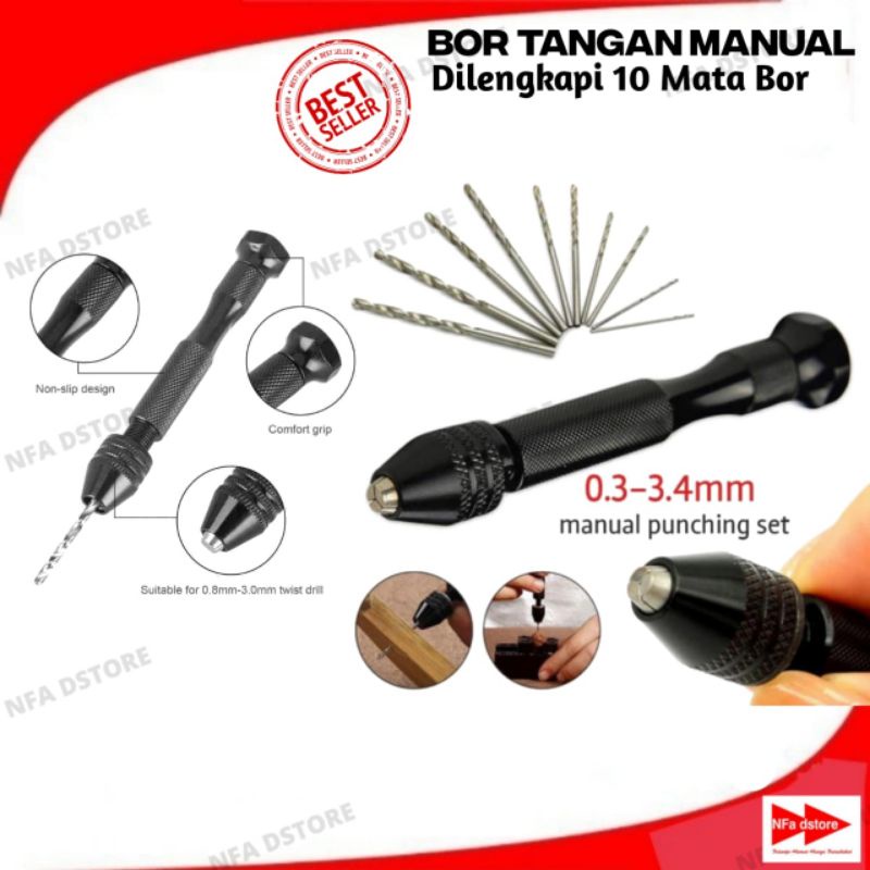 Jual Taffware Bor Tangan Manual HSS + 10 Mata Bor | Shopee Indonesia