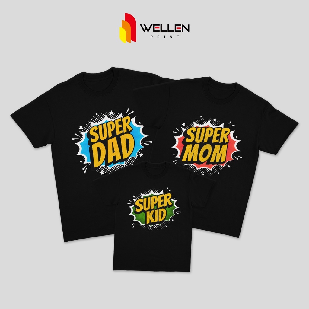Jual WELLEN PRINT - Kaos Family Couple Super Mom Dad Kid Lengan Pendek Sablon Print DTF | Shopee ...