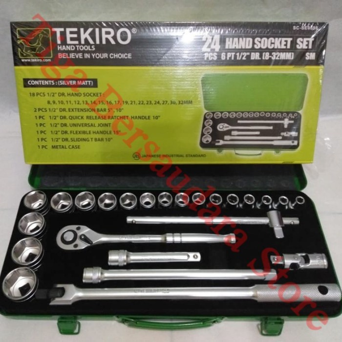 Jual Kunci Sok Set 24 pcs Tekiro Hand Socket 1/2" DR. 6 PT 8-32 mm Box Besi | Shopee Indonesia
