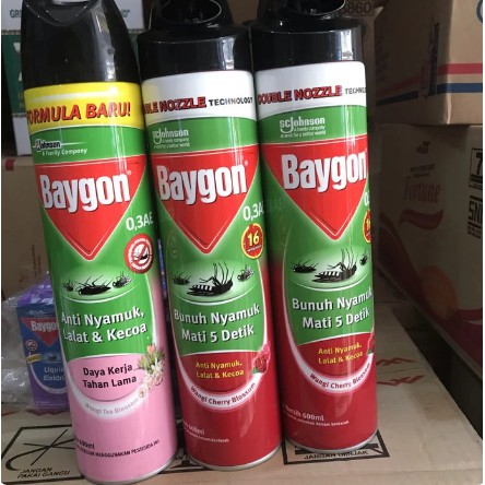 Jual Baygon Spray Double Nozzle Cherry Blossom 600ml - Merah | Shopee ...