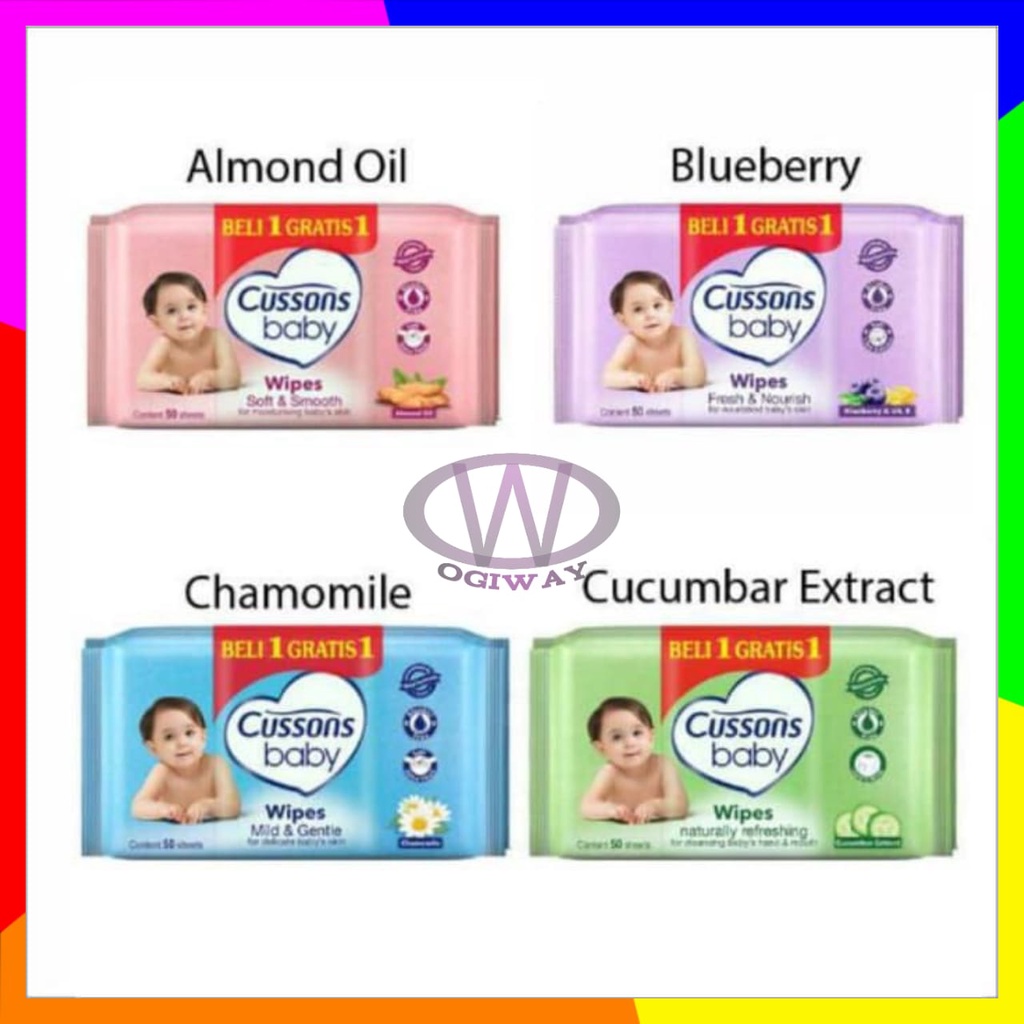 Jual (CB) CUSSONS BABY WIPES/TISSU BASAH 50SHEET BELI 1 GRATIS 1 WIPES ...