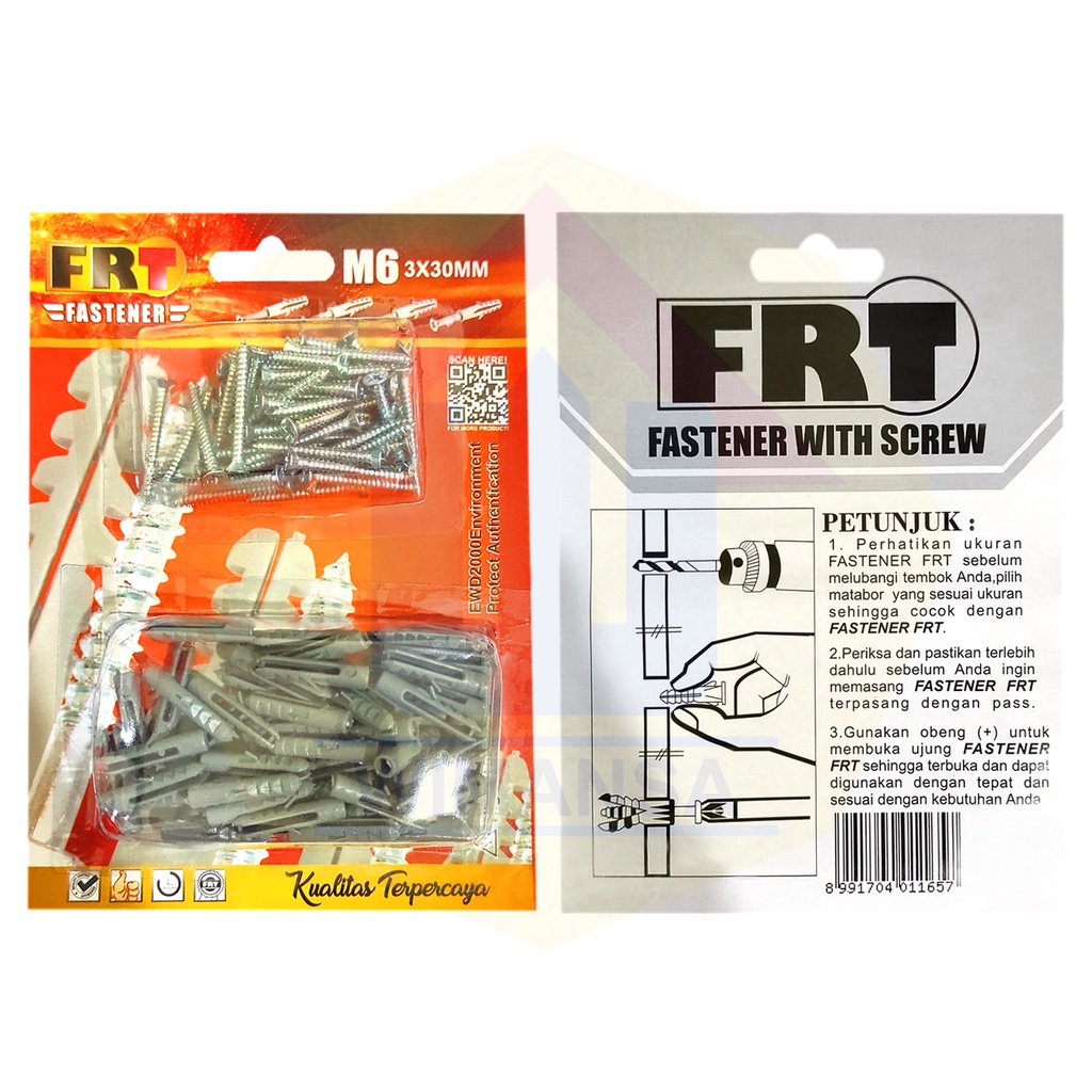 Jual FRT FASTENER M6 3X30MM- ANGKUR DAN SKRUP | Shopee Indonesia