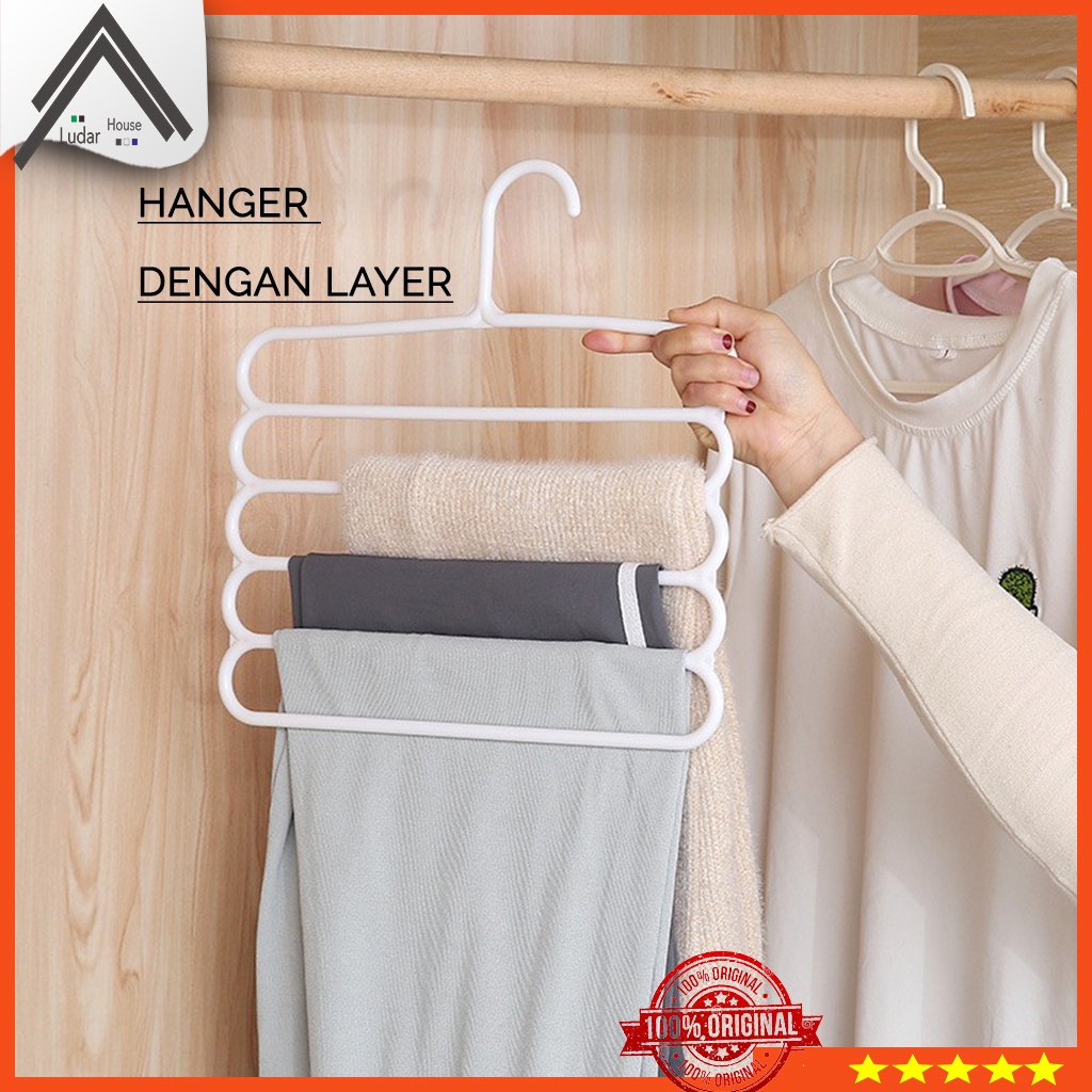 Jual Hanger Gantungan Hijab Celana Panjang Handuk Scarf Dasi 5 Layer ...
