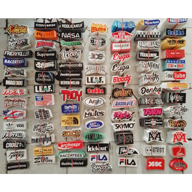 Jual stiker sticker brand distro bahan graftac sablon harga untuk 10 ...