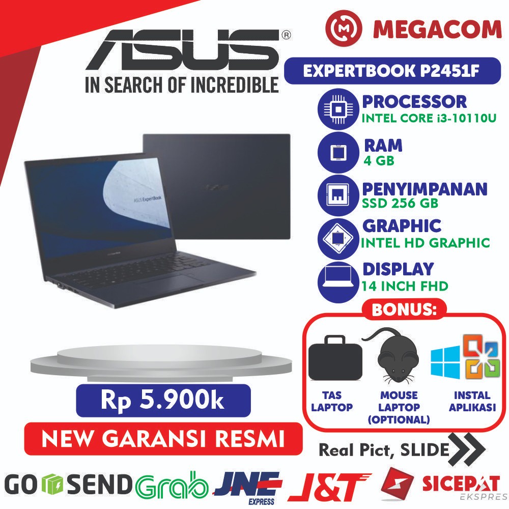 Jual Asus Expertbook P2451F Core i3 gen 10 RAM 4GB SSD 256GB 14" FHD ...