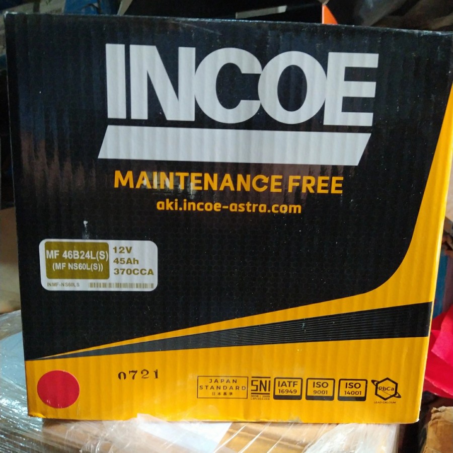 Jual Aki INCOE MF NS60LS / 46B24LS 12V 45Ah Aki Mobil CRV HRV New Accord Civic Odissey Avega ...