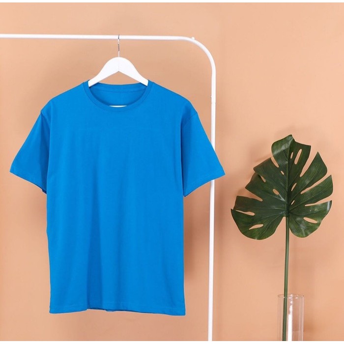 Jual Kaos Polos Cotton Combed 30s 100% Cotton Original Warna Biru Turkish - L | Shopee Indonesia
