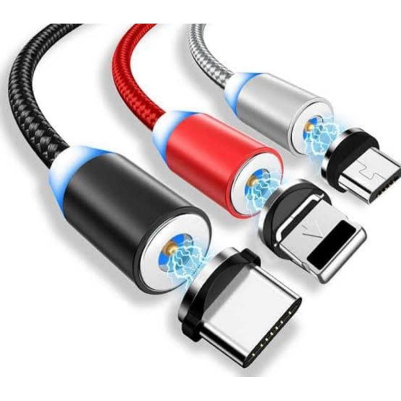 Jual Kabel Data MAGNETIC 3In1 Micro | Type-C | Lightning | Shopee Indonesia