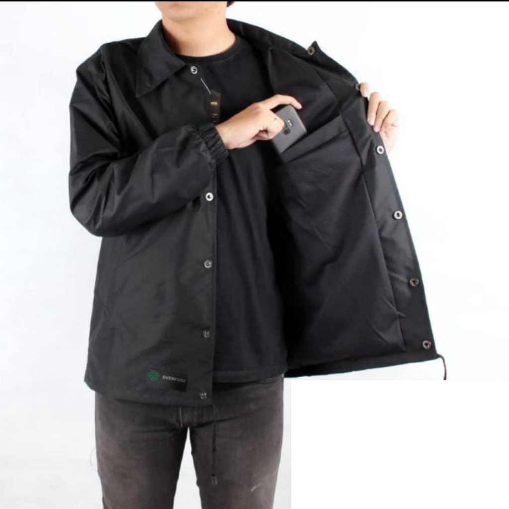 Jual JAKET COACH POLOS ORIGINAL HITAM | M L XL XXL | COD | Shopee Indonesia
