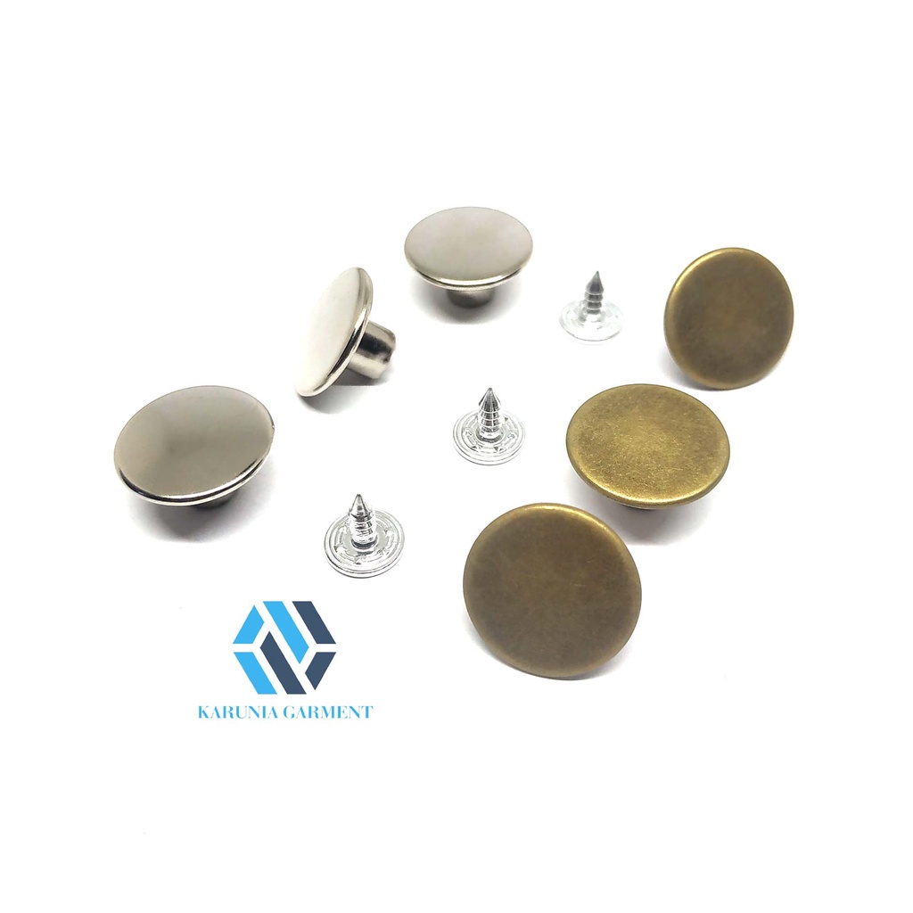 Jual Kancing jeans polos 17 mm model paten warna Silver & Antigold per ...