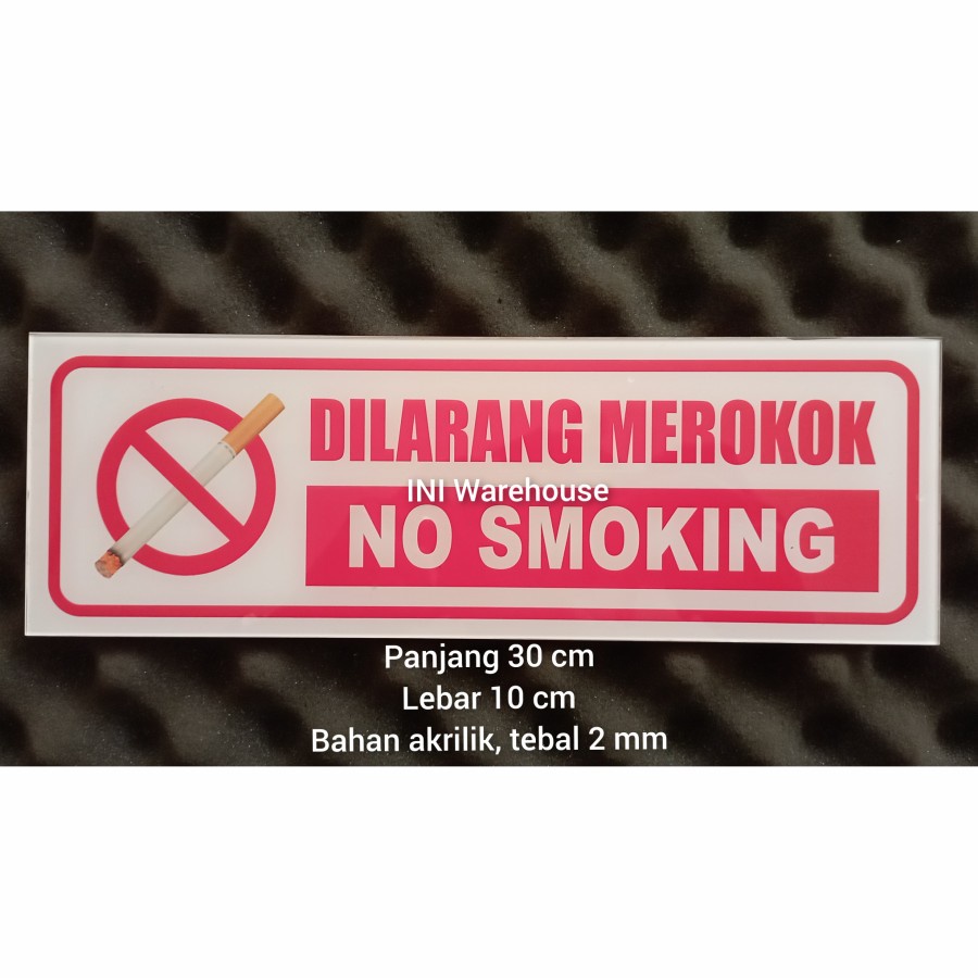 Jual Acrylic Sign Signage DILARANG MEROKOK NO SMOKING Rambu Simbol ...