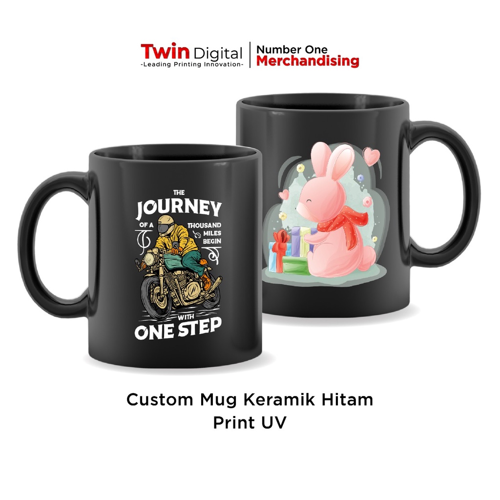Jual Twindigital Mug Keramik 400 ml Hitam Custom Sublime - Mug Hitam ...