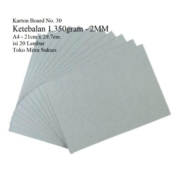 Jual Kertas / Karton Board Abu Abu A4 No 30 Ketebalan 2Mm | Shopee ...