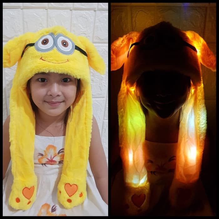 Jual topi bunny had korean model minion with led and music 3 lagu ...