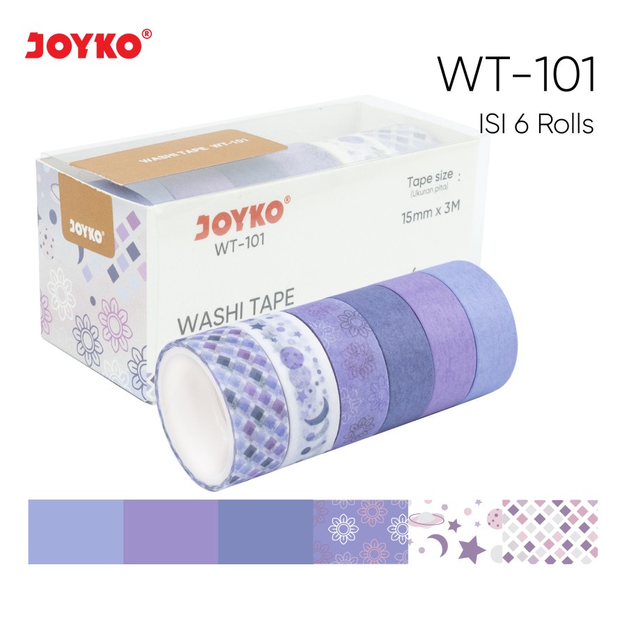 Jual Washi Tape Pita Perekat Selotip Kertas Warna Joyko WT | Shopee ...