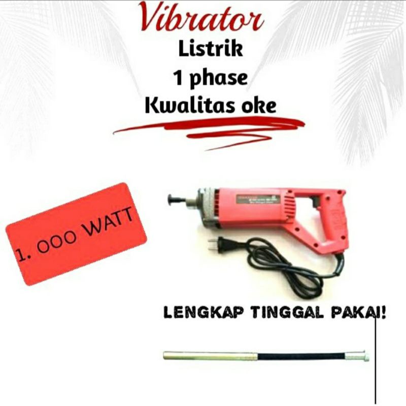 Jual Vibra concrete Vibro Listrik 1 phase lengkap Tekina pemadat cor ...