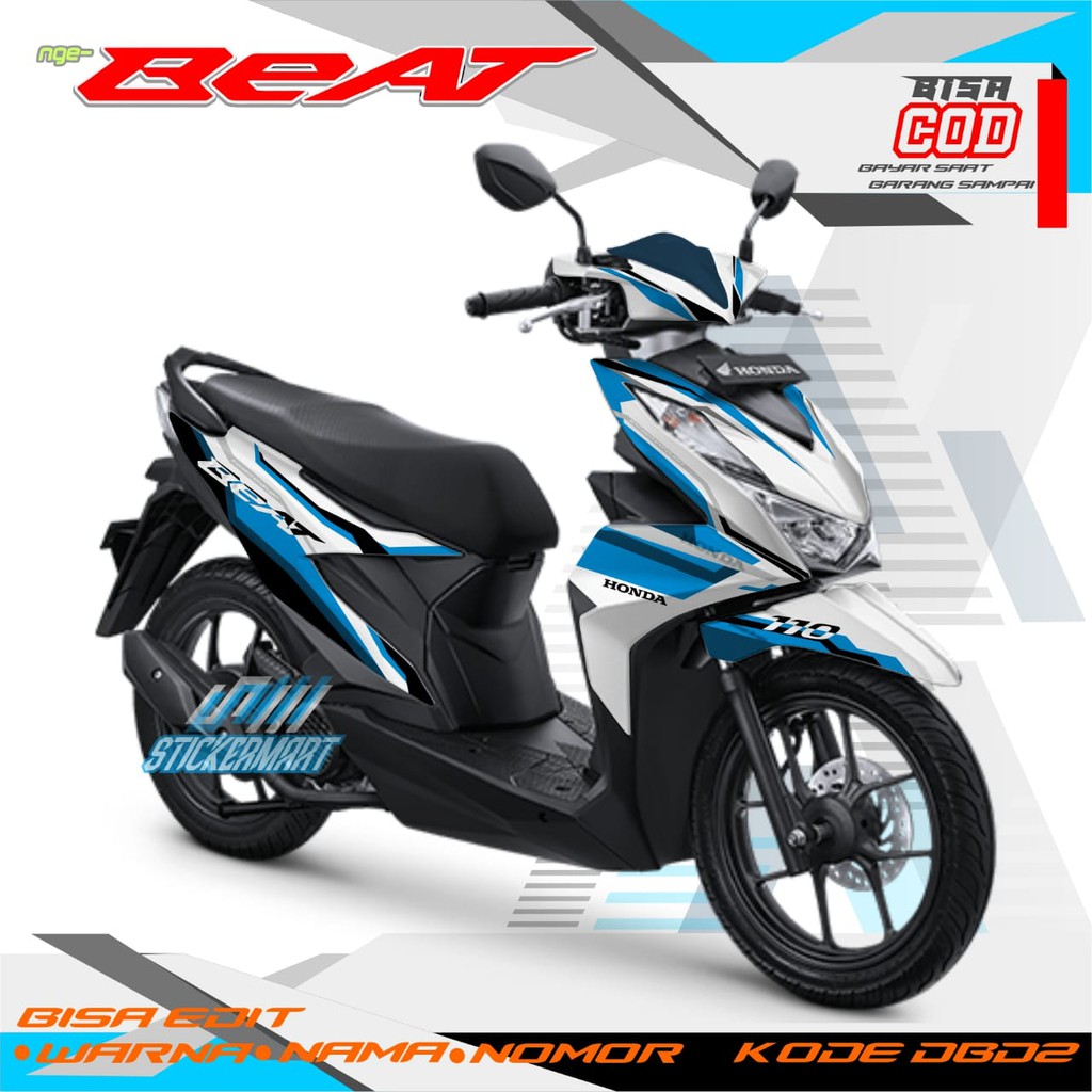Jual STICKER DECAL FULL BODY HONDA BEAT GRAFISH PUTIH BIRU | Shopee ...