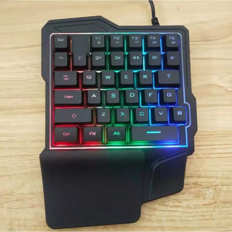 Jual Keyboard Gaming Satu Tangan Arah Single Hand Chicken Lampu RGB 38 ...