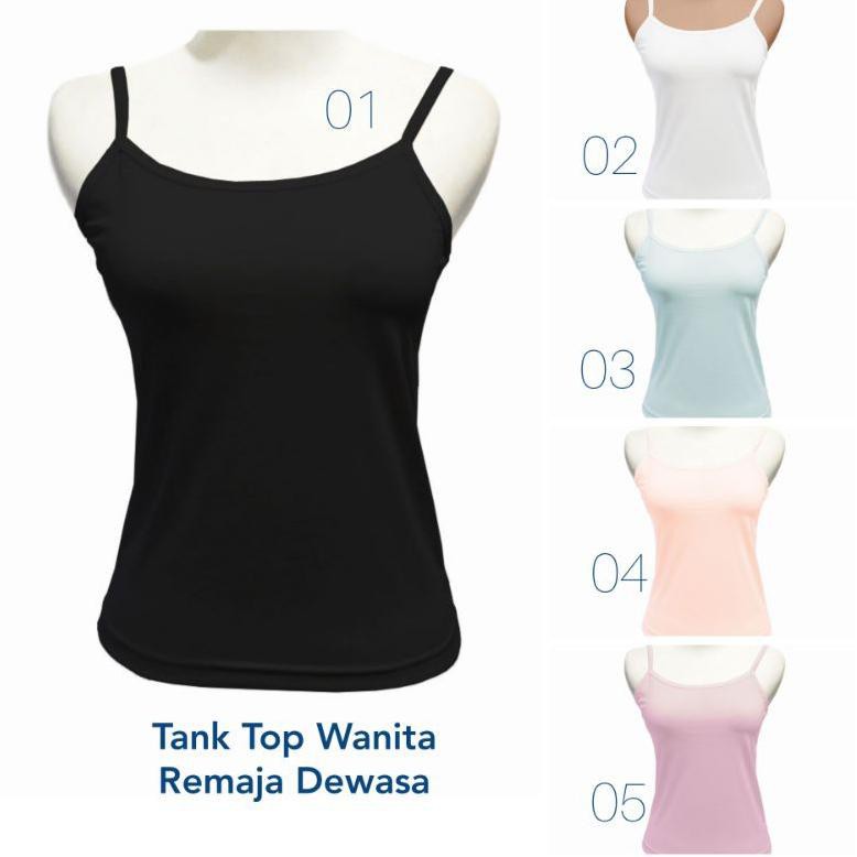 Jual (CODE B0X 21F5Bs) Tank Top Wanita Anak Remaja Dewasa Polos Warna ...