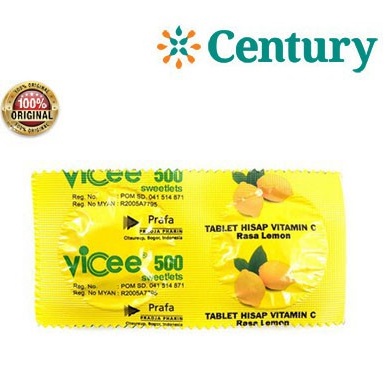 Jual Vicee Lemon 1 strip isi 2 Tablet / Tablet Hisap Vitamin C / Rasa ...