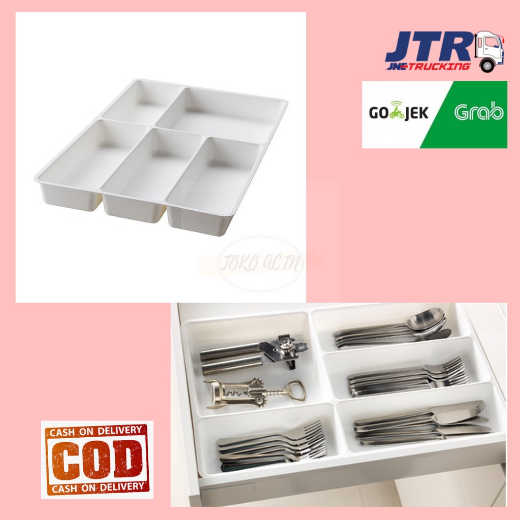 Jual STODJA Baki peralatan makan putih uk 31x50 cm, wadah sendok garpu, wadah alat makan, wadah ...