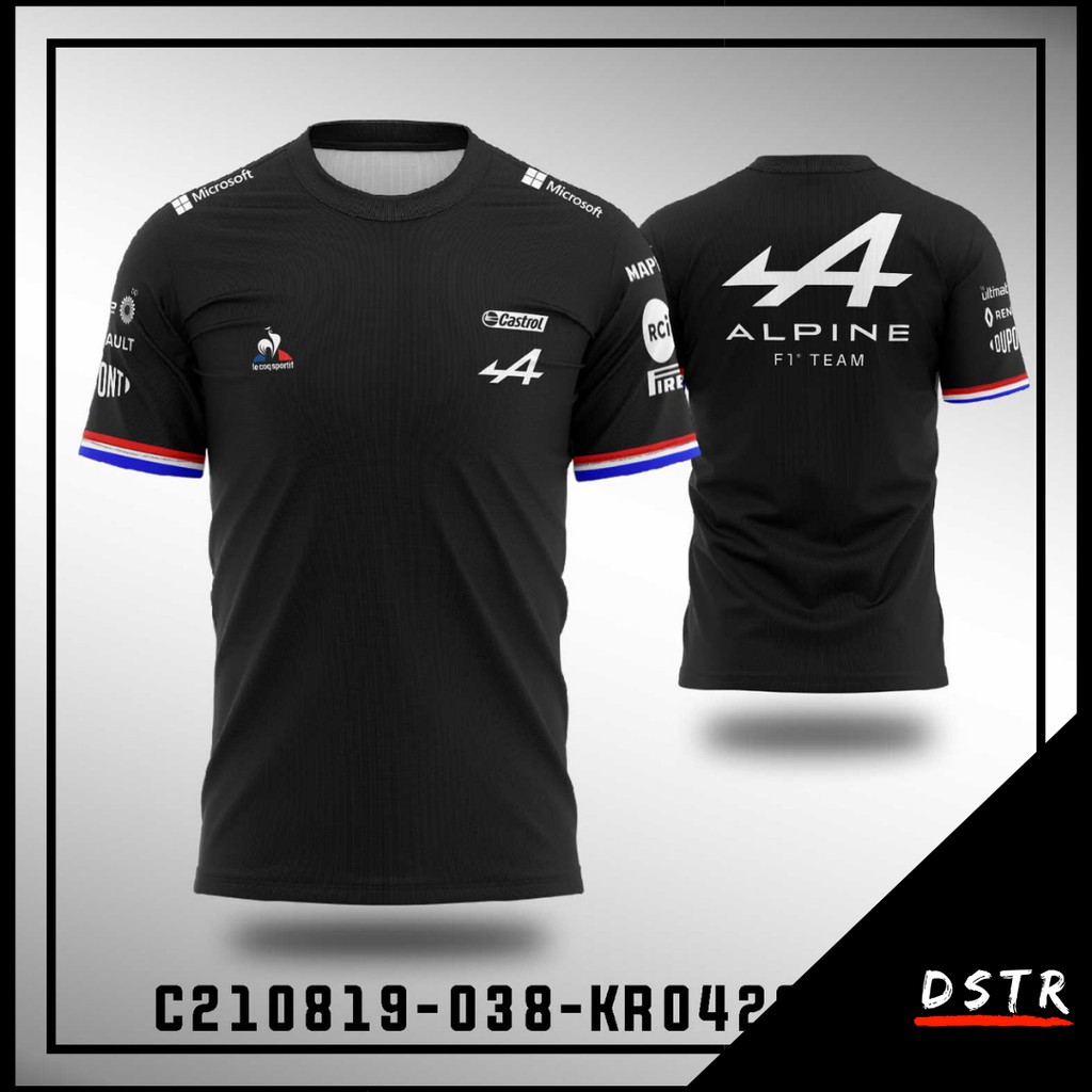Jual Kaos Baju Jersey F1 Formula One Team Alpine 2021 Hitam Full Print ...