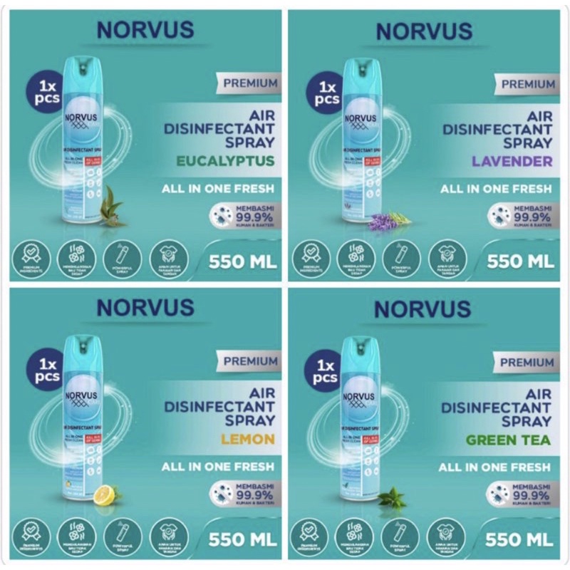 Jual Norvus Air Disinfectant Spray Aerosol 550ml / Spray Disinfectant ...