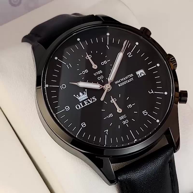 Jual OLEVS Jam Tangan Pria Anti Air Original Kulit Tahan Keren Led ...