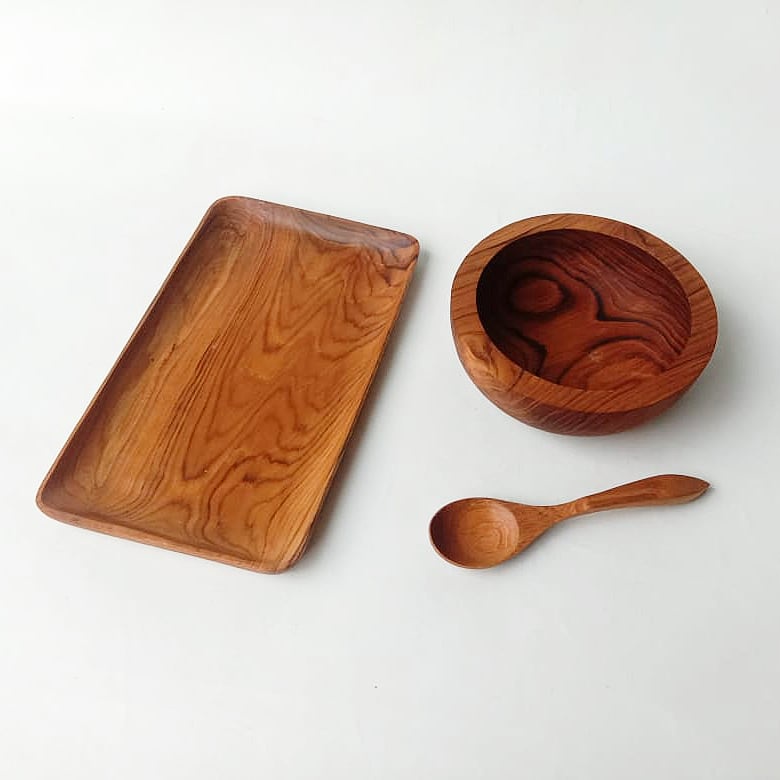 Jual RANIA SET - Tray Kayu/Mangkok Kayu/ Serving Plate | Shopee Indonesia