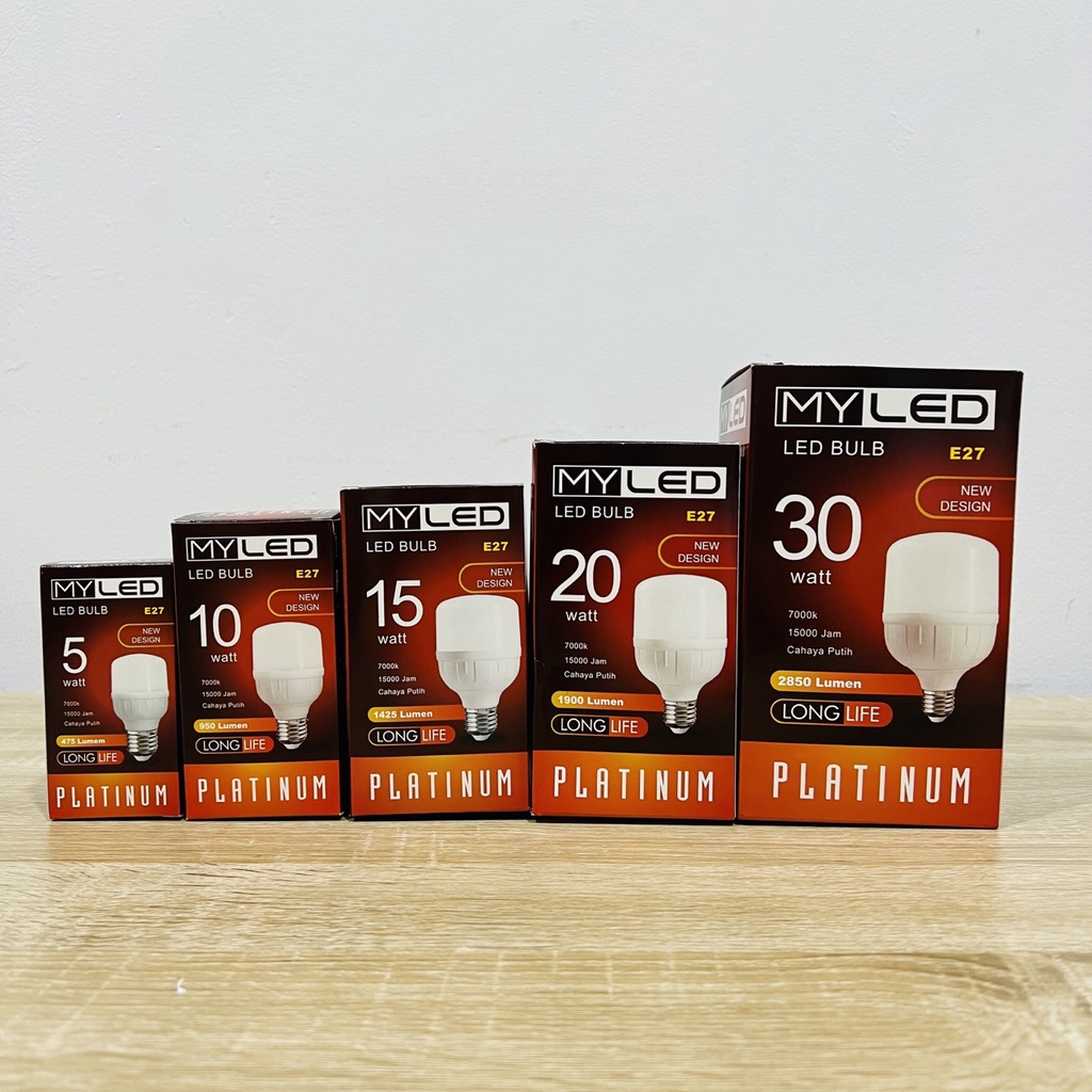 Jual Lampu LED MyLed Platinum 5 Watt Bohlam Bulb 5W W cahaya putih Cool Daylight CDL 7000K E27 ...