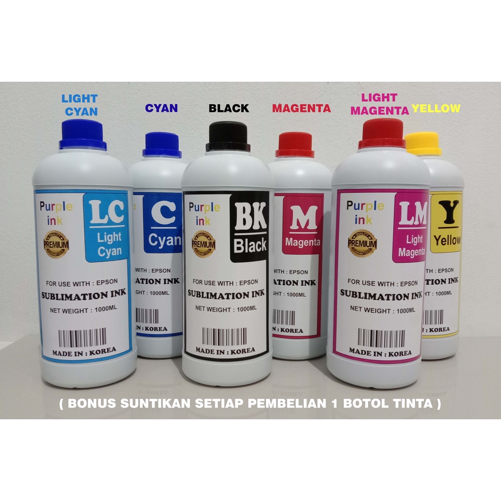 Jual TINTA SUBLIM EPSON ISI 1 LITER PURPLE INK + BONUS SUNTIKAN ( READY ...