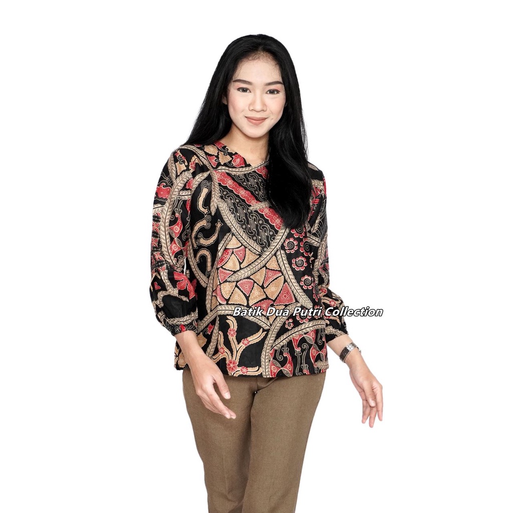 Jual Batik Wanita Modern Blouse Batik Lengan Panjang Kelinci Coklat By Batik Dua Putri ...
