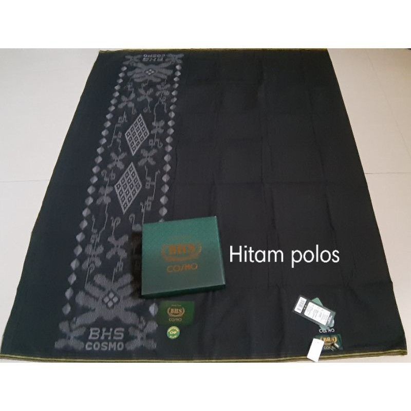 Jual (COD) SARUNG BHS HITAM POLOS || BHS COSMO KHUSUS HITAM POLOS ...