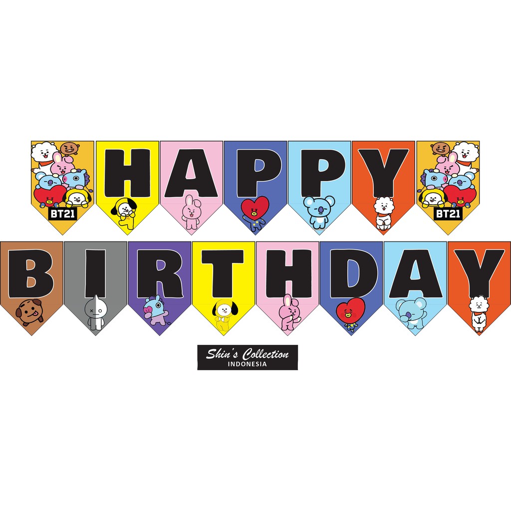 Jual Banner happy birthday ulangtahun BT21 set | Shopee Indonesia