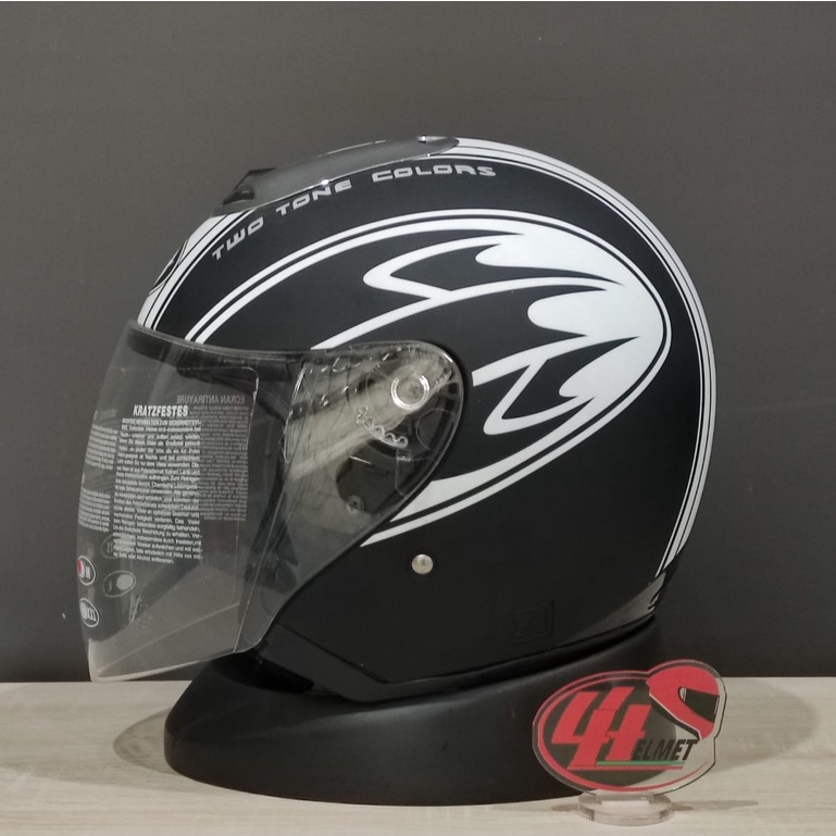 Jual KYT JET TWO TONE BLACK MATT SILVER HELM HALF FACE | Shopee Indonesia