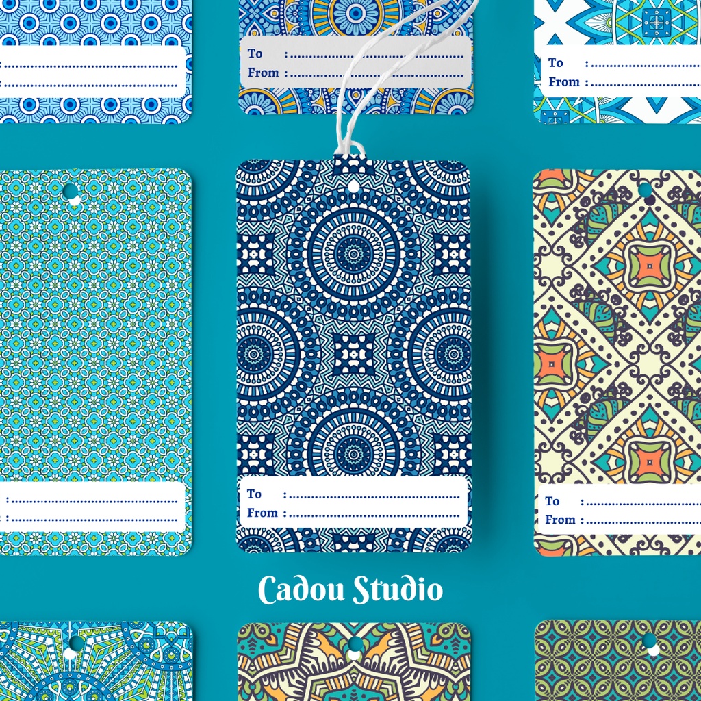 Jual HANG TAG HANGTAG / GIFT BOX / HAMPERS HADIAH Motif Batik Biru ...