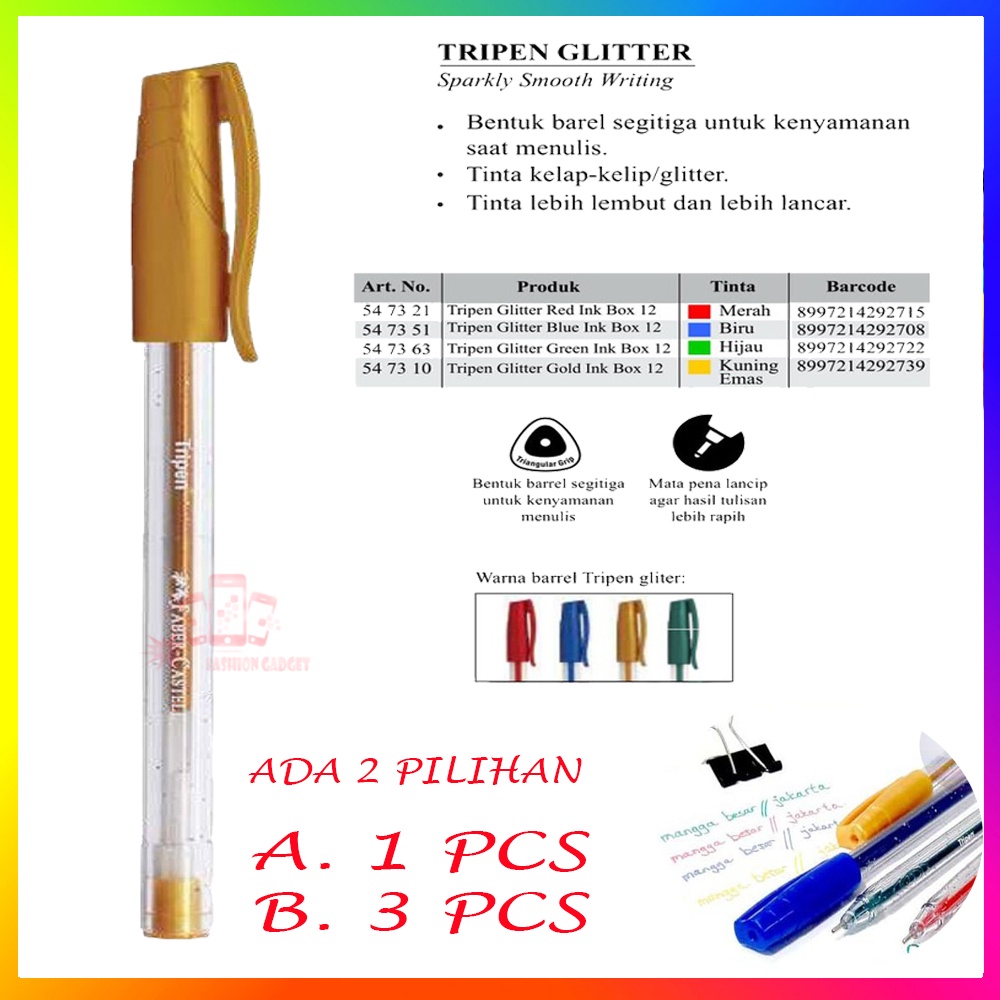 Jual Pulpen Faber Castell Tripen Glitter Gold Gel Pen bolpoint Pena ...