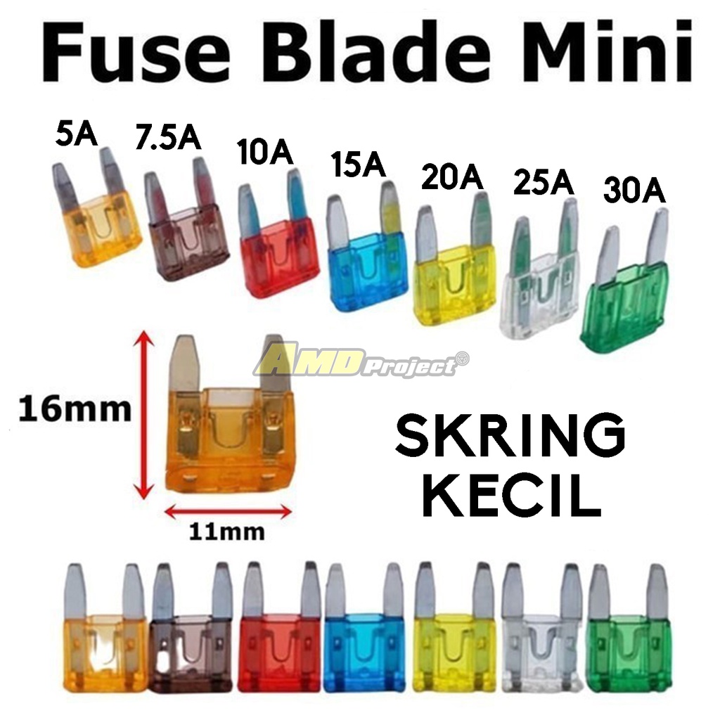 Jual Fuse Tancap Skring Kecil Blade Mini Motor Mobil 10A 15A 20A 25A 30A | Shopee Indonesia