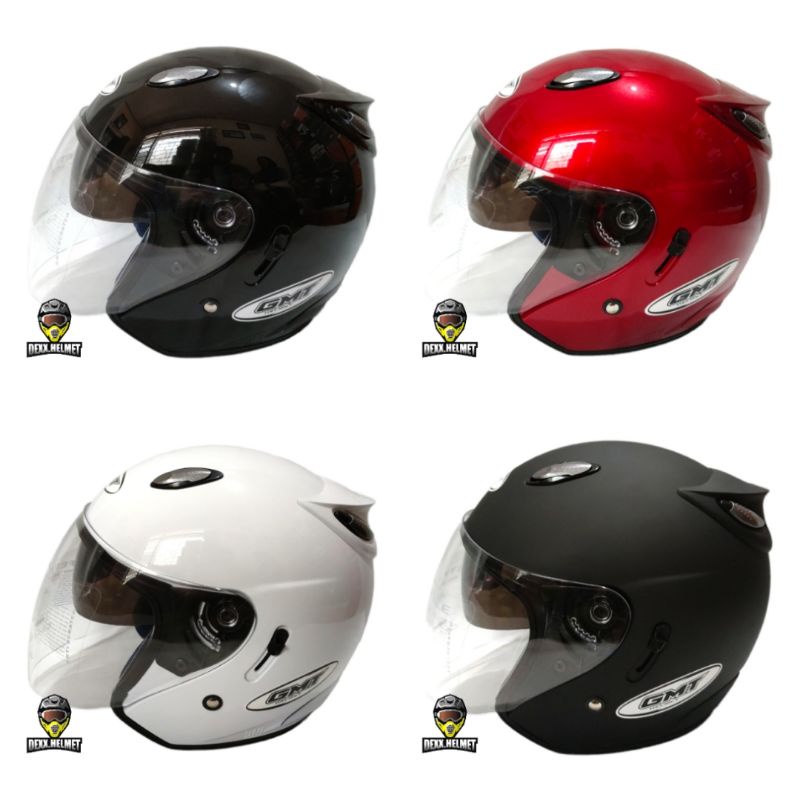 Jual HELM MOTOR HALF FACE GMT DOUBLE VISOR ORIGINAL SNI | Shopee Indonesia