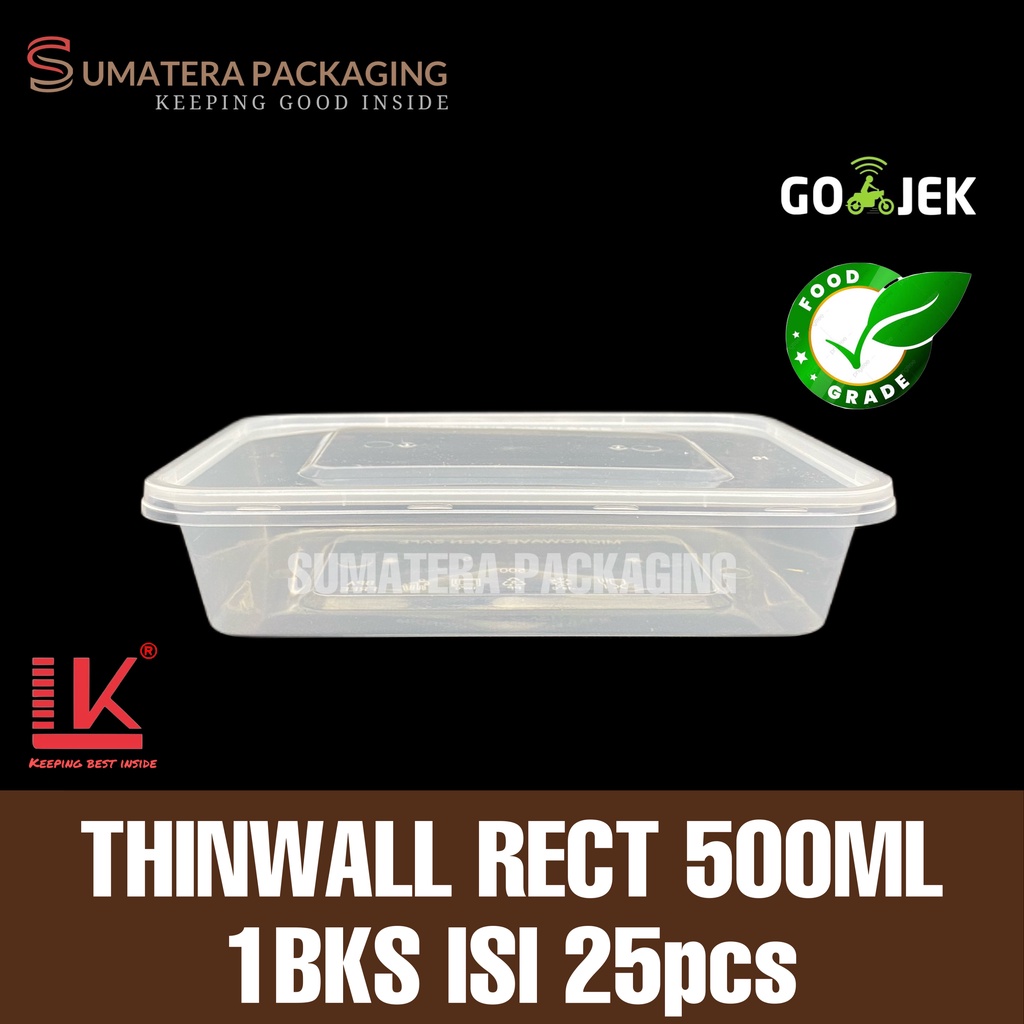 Jual Kotak Makan Thinwall 500 Ml Plastik Rect 500ml Medan Grosir