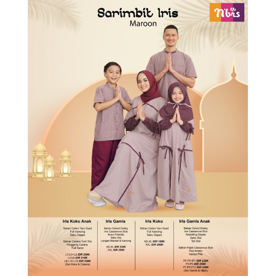Jual SARIMBIT NIBRAS IRIS MAROON - SARIMBIT KELUARGA NIBRAS | Shopee ...